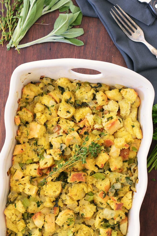 Traditional Homemade Stuffing with sage - elkeliving.com