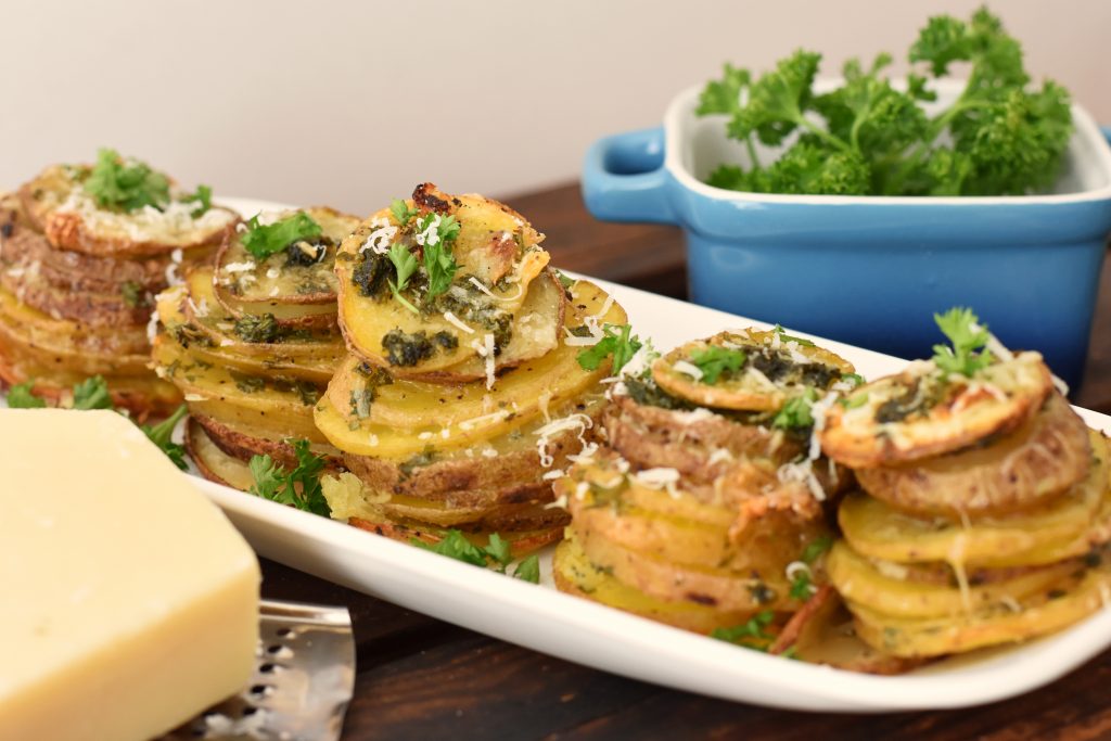 Fresh Herb & Garlic Potato Stacks - elkeliving.com