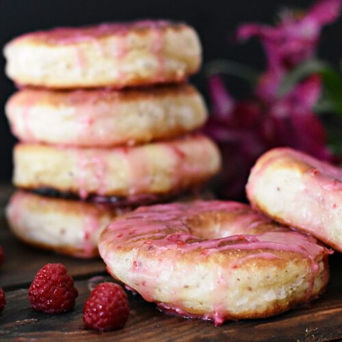 Vanilla Donuts with Raspberry Glaze - elkeliving.com