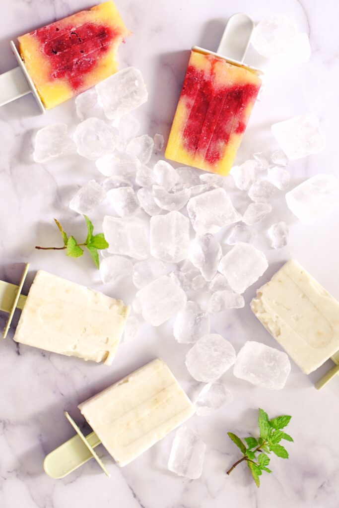 Healthy Popsicles 2 Ways- Coconut & Raspberry Pineapple- elkeliving.com